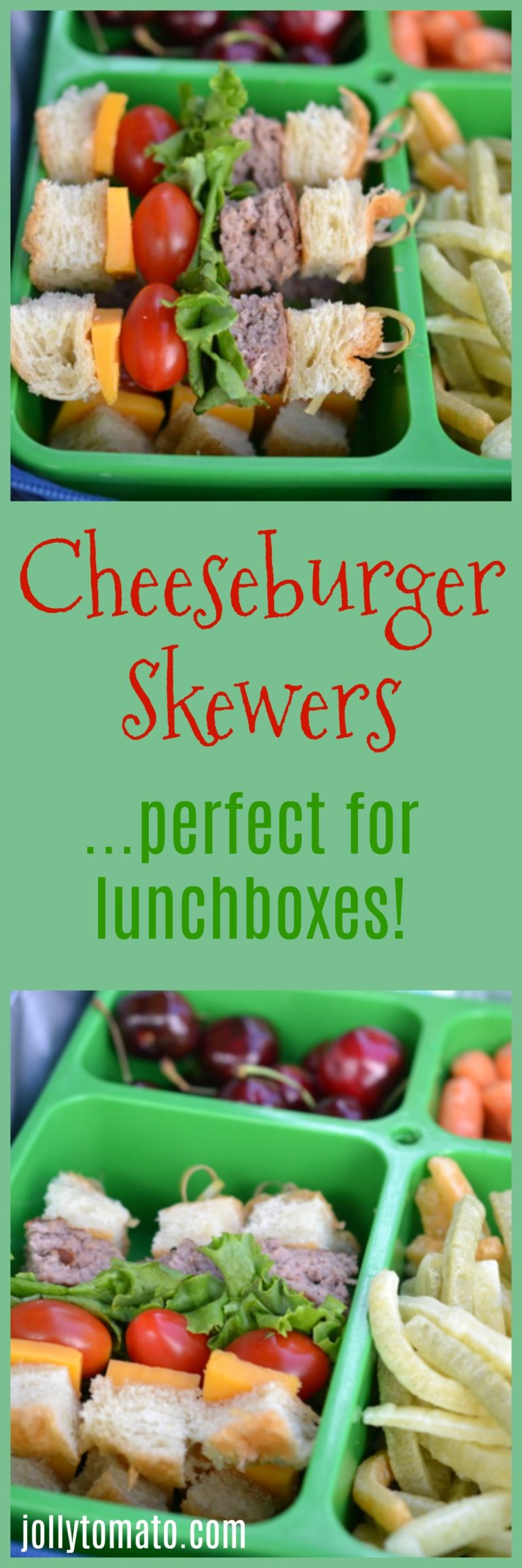 Cheeseburger Skewers for School Lunch - Jolly Tomato
